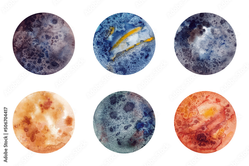 Watercolor Planet isolated on white background Vector Illustration ...