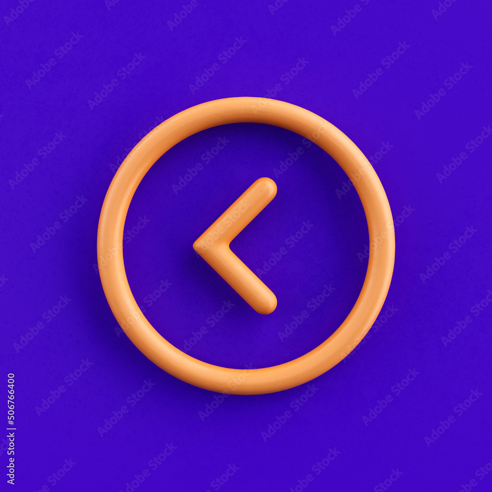 3d icon circle ctrl left, outline yellow arrow icon, direction symbol ...