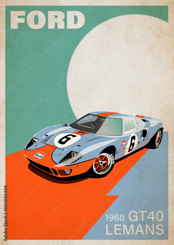Stock-Illustration „Ford GT40 Poster“ | Adobe Stock
