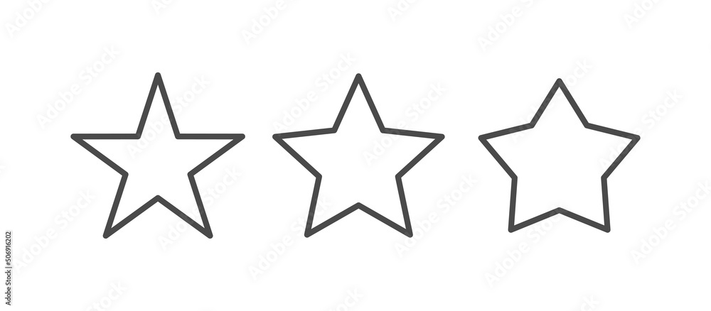 Five point stars pictogram set. Star icon collection with variants ...