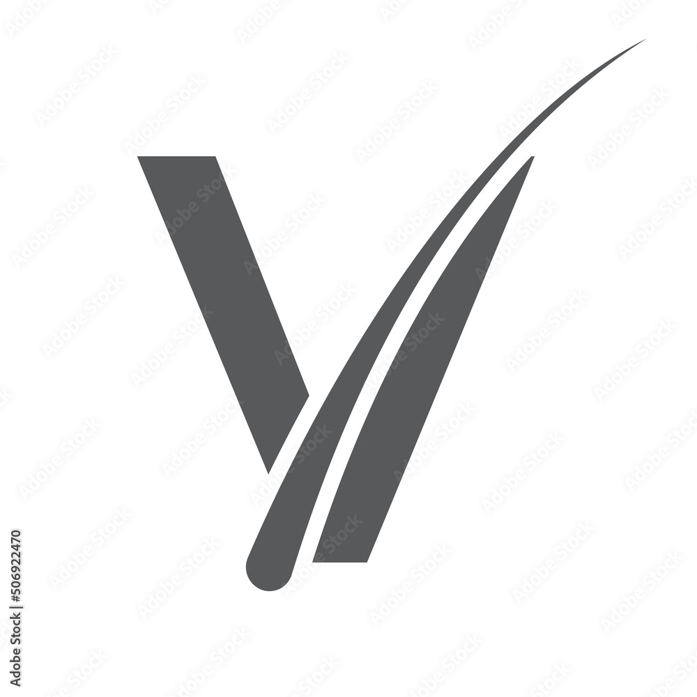 Hair treatment logo on V Letter vector template. Dermatology logo ...