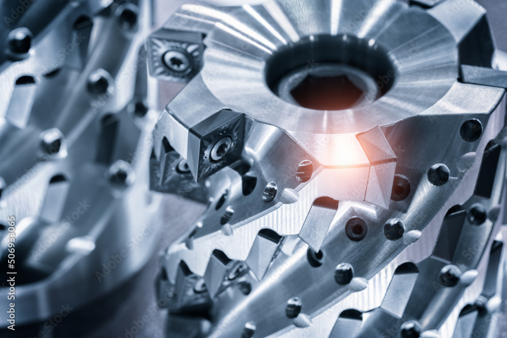 industrial metalworking milling cutter close-up, industrial concept ...