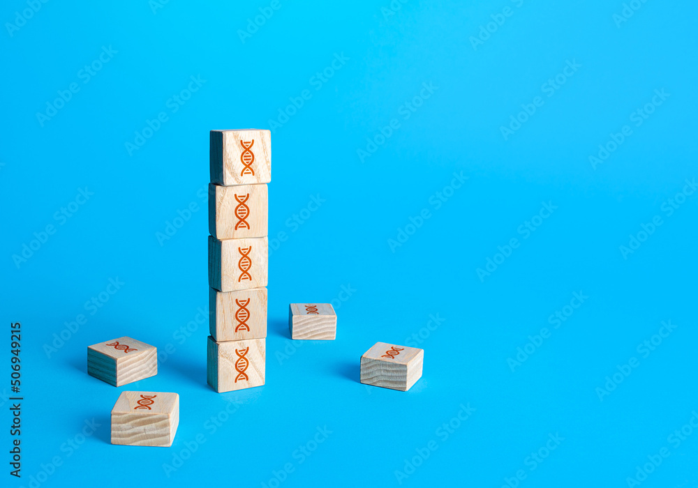 A DNA chain made up of genetic building blocks. Mutations and genetic ...