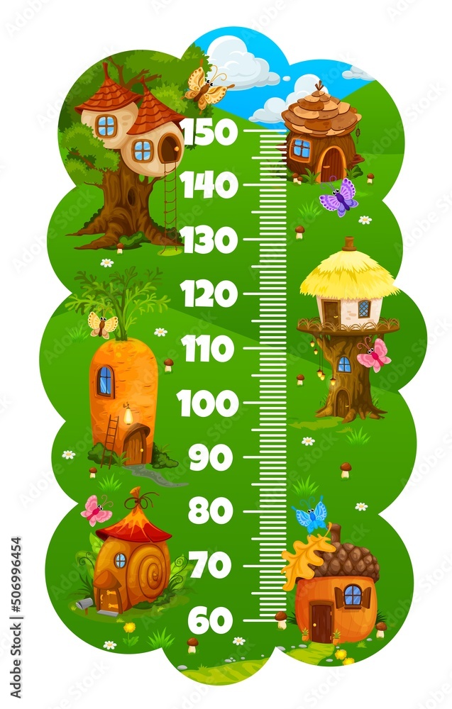 Стоковое векторное изображение «Kids height chart ruler cartoon elf ...