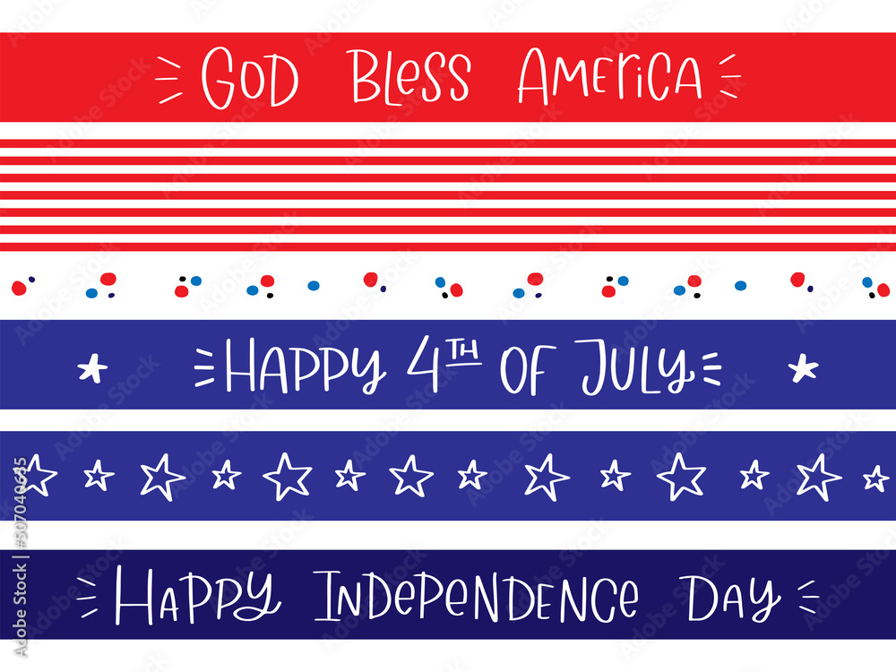 Happy Independence day, God bless America, 4th of July border set with ...