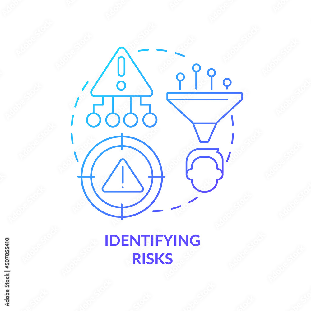 Vector de Stock Identifying risks blue gradient concept icon. Risk ...