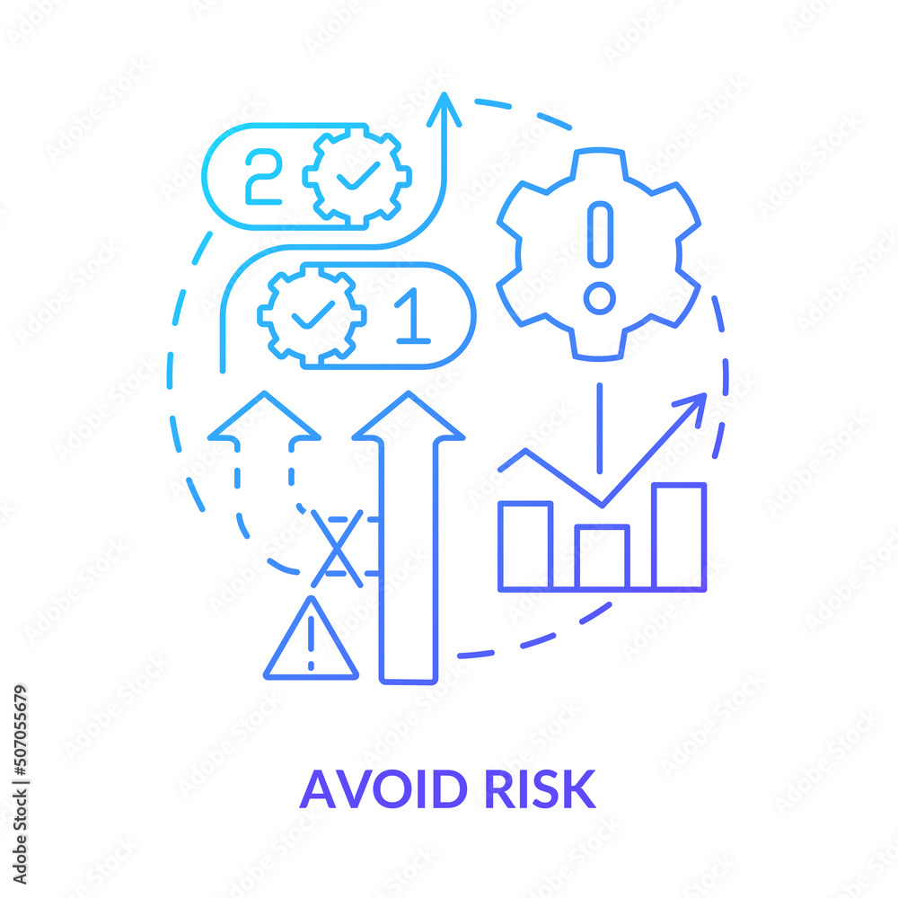 Avoid risk blue gradient concept icon. Risk management step abstract ...