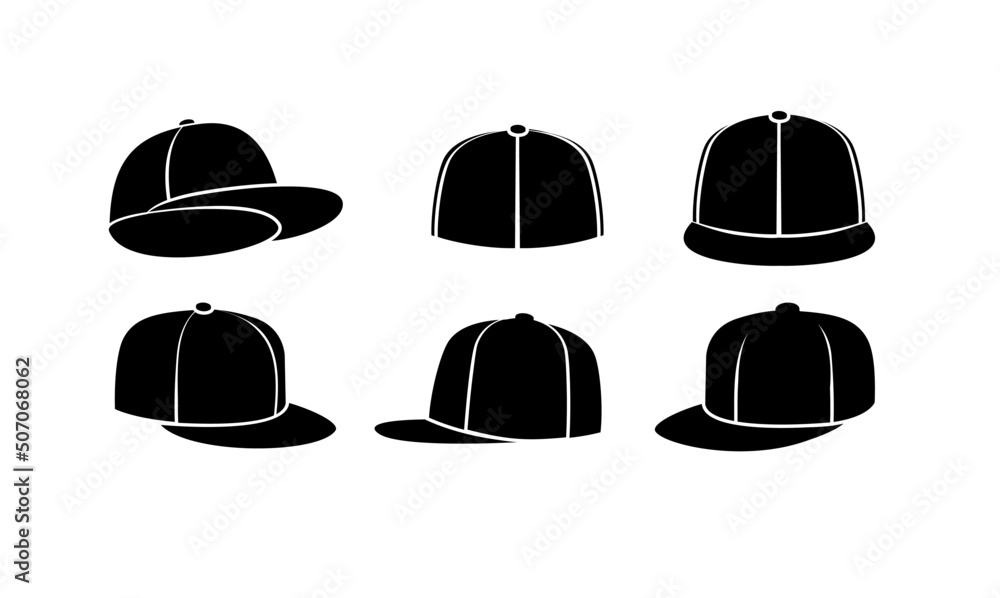 set collection cap silhouette vector illustration isolated white ...