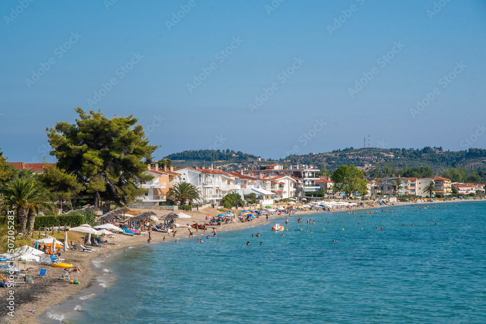 Beautiful view of iconic Posidi sandy beach, paradise cape and ...
