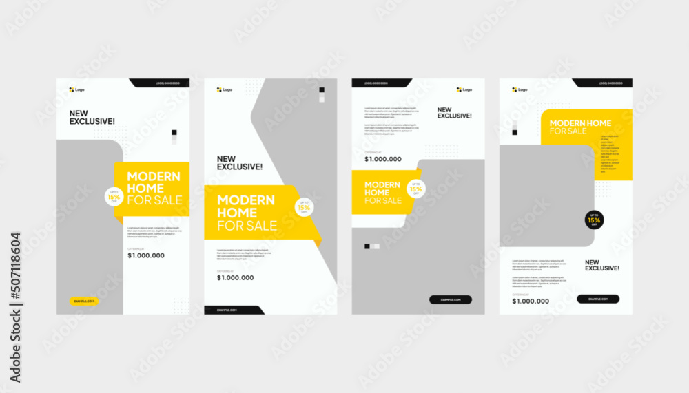 Dynamic Property Promotion Set. Yellow Roll-Up Standee Banners, Flyers ...