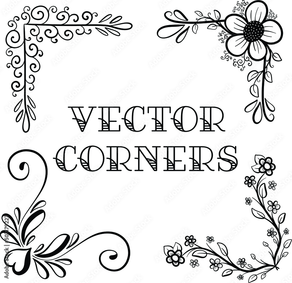 Collection of Four Vector Corner Border Elements Stock Vector | Adobe Stock