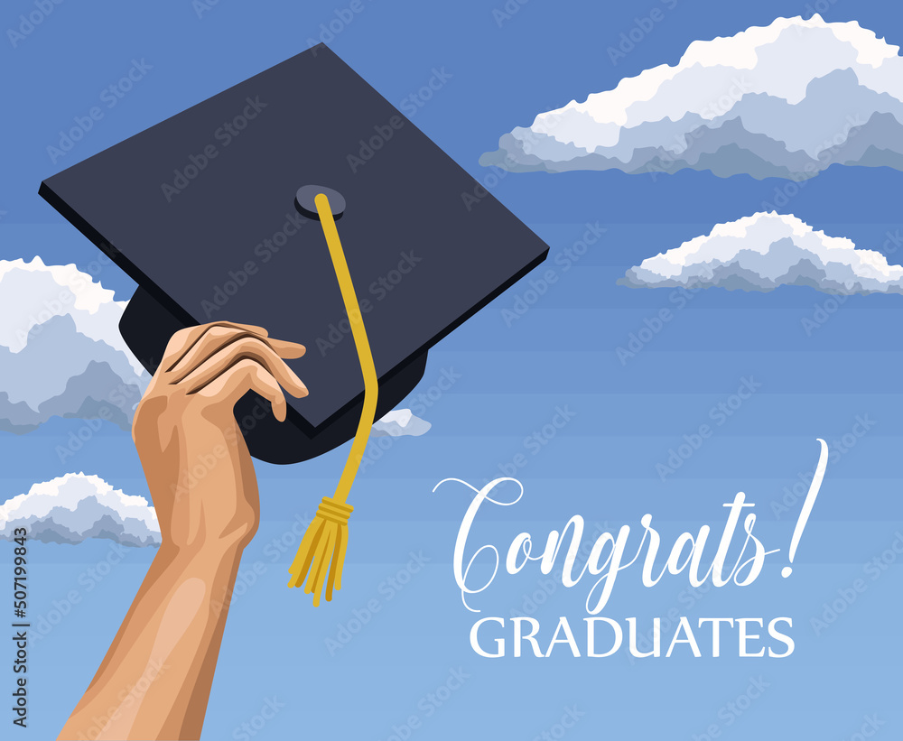 congrats graduates lettering poster Stock Vector | Adobe Stock
