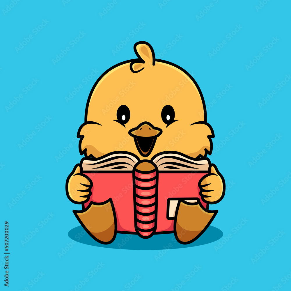Cute Chick Cartoon Design. Back to school Icon Concept Isolated Premium ...