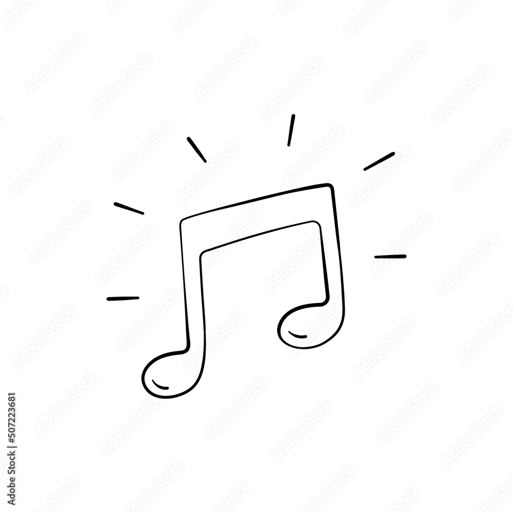 Music note in doodle style, vector illustration. Sound icon for print ...