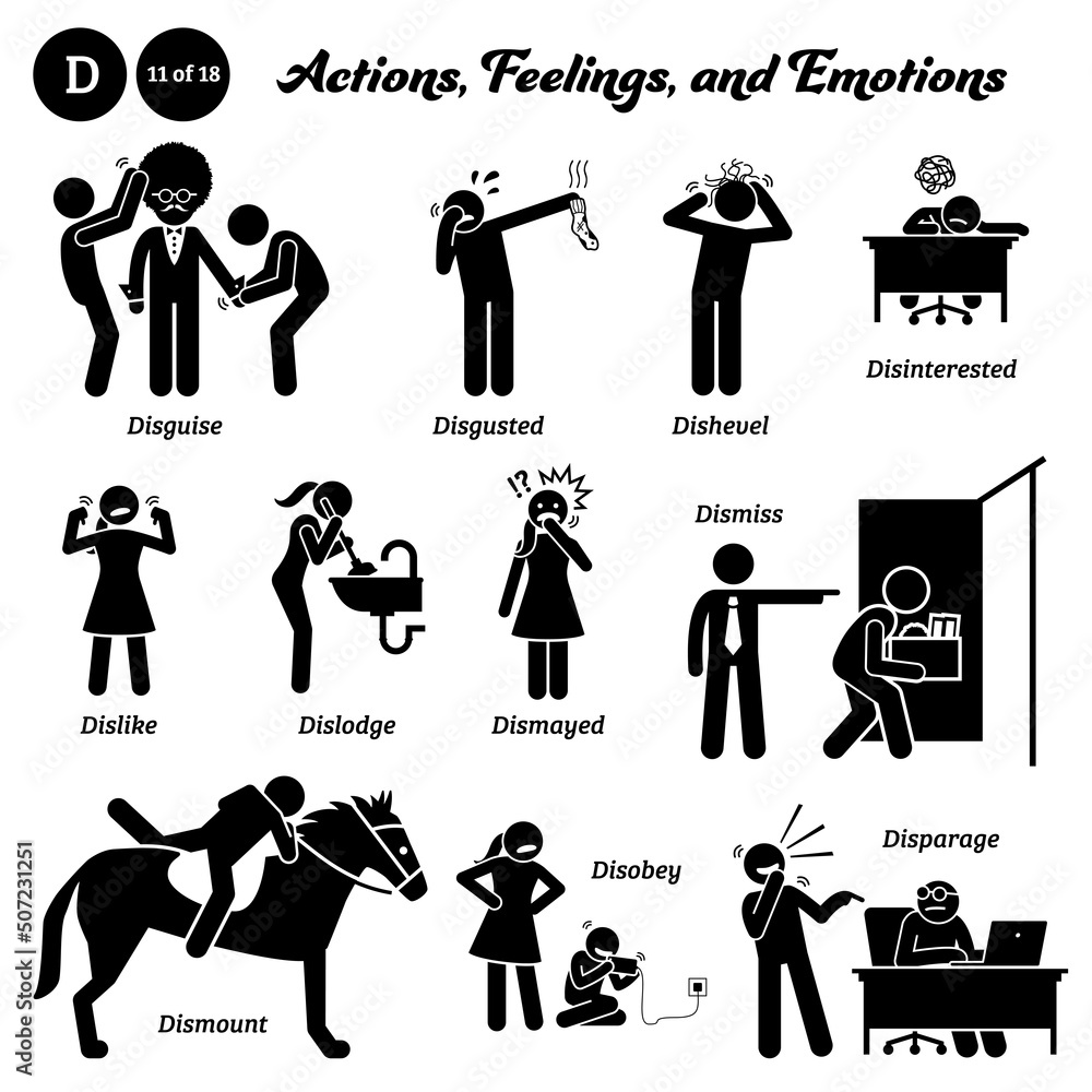 Vector de Stock Stick figure human people man action, feelings, and ...