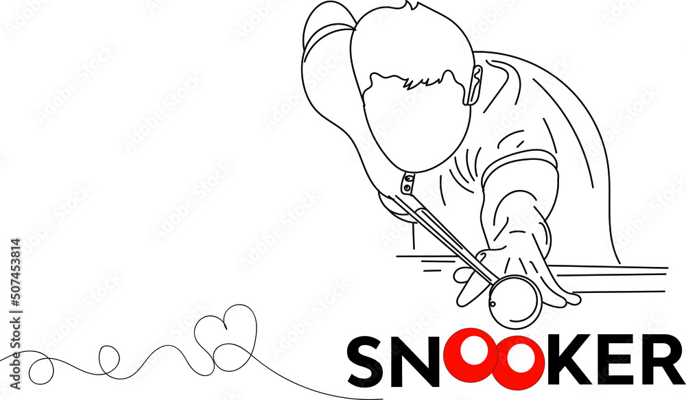 Snooker Logo, Billiards vector, Sketch drawing of Snooker player, line ...