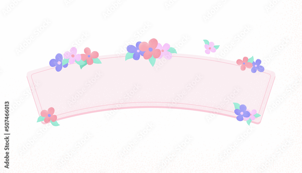 Pastel Soft Floral header banner frame border design with grain texture ...