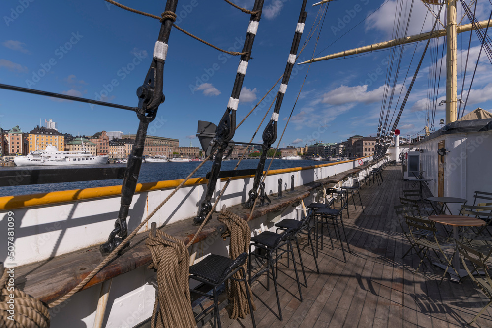 Deck view from the hostel three master fully rigged and newly restored ...