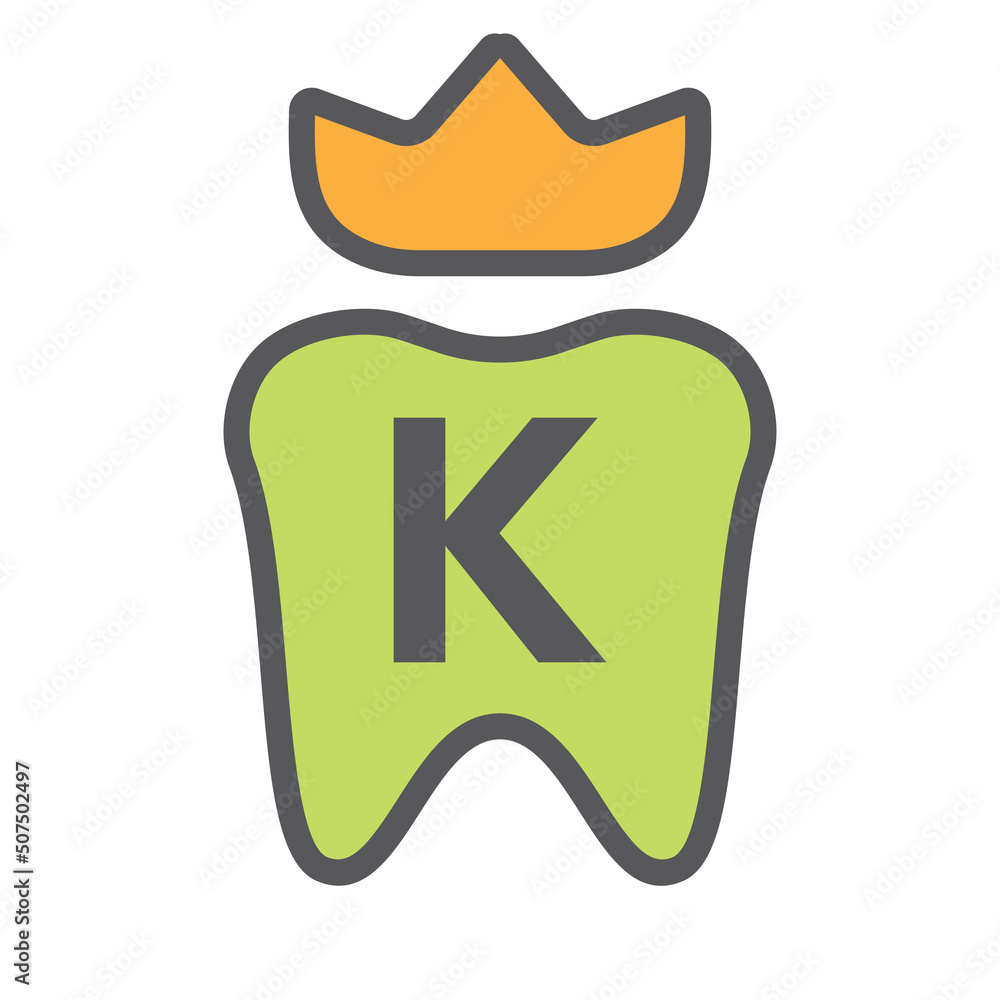Dental Logo Design On Letter K Crown Symbol. Dental Care Logo Sign ...