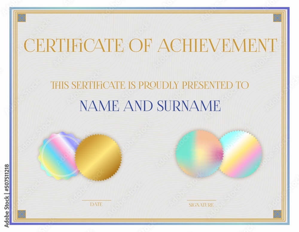 Certificate of achievement, certificate. Diploma of delivery. Tangier ...