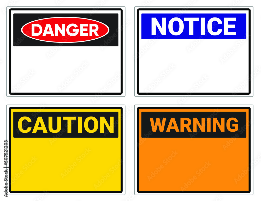 blank sign danger, caution, notice and warning sign. Safety sign Vector ...