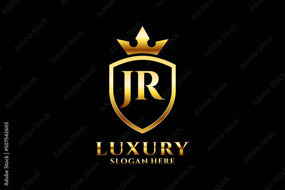 initial JR elegant luxury monogram logo or badge template with scrolls ...