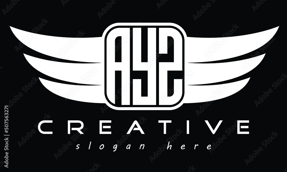 AYZ three Letter Wings Flying Initial wing symbol minimalist creative ...
