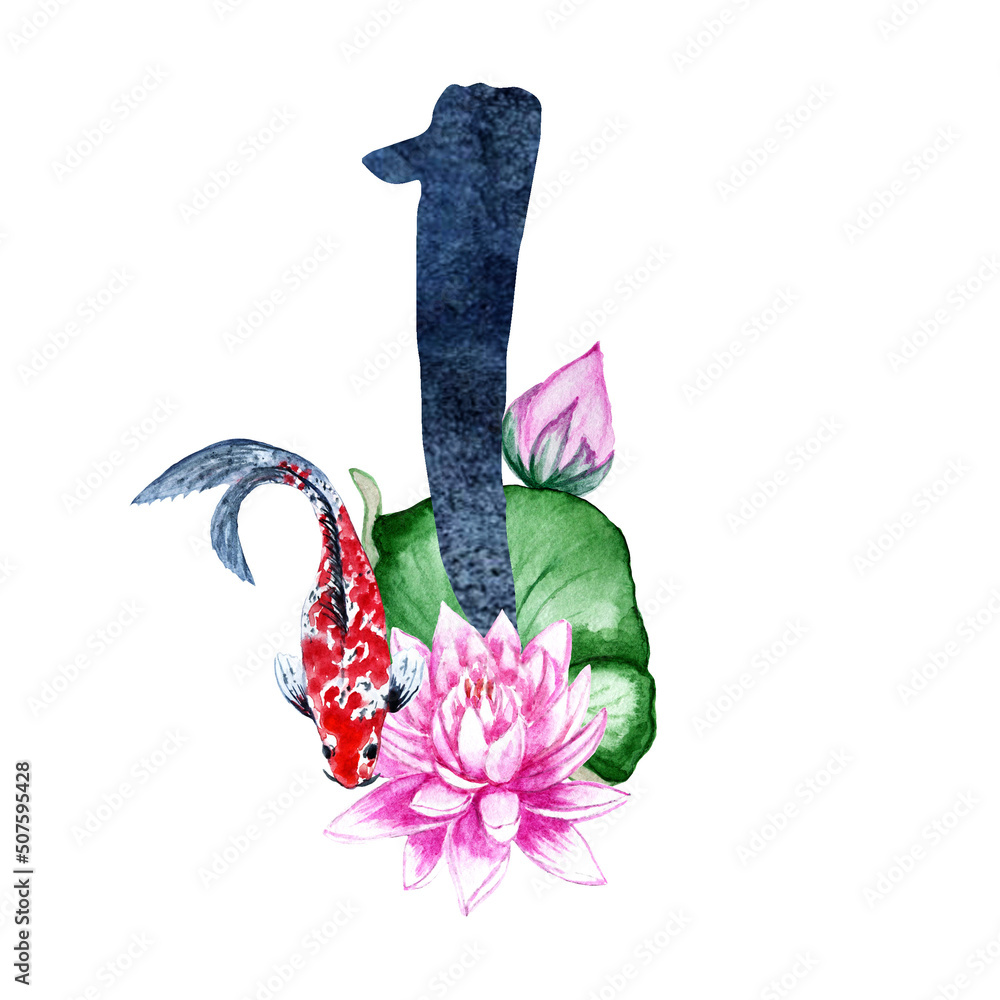 Watercolor Alphabet Japanese ,alphabet , koya, fish English watercolor ...