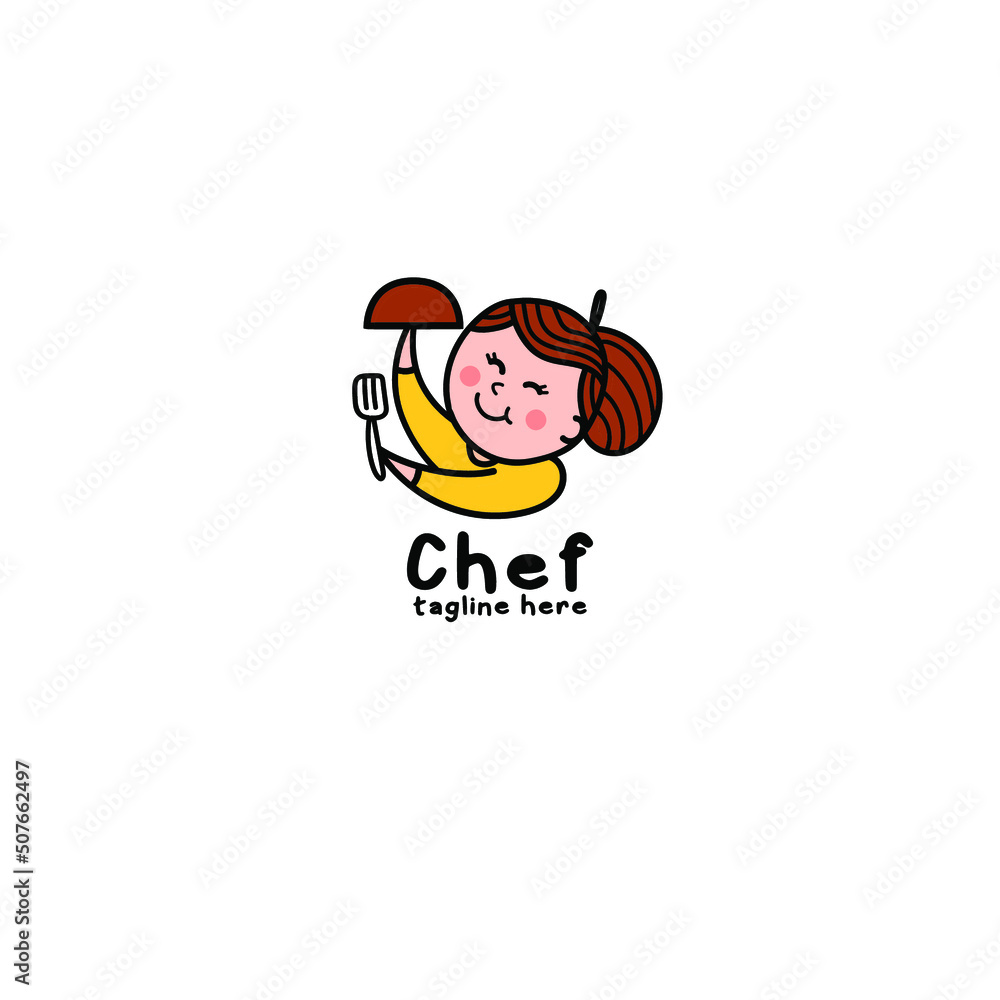logo with cute middle aged female character illustration. Can be used ...