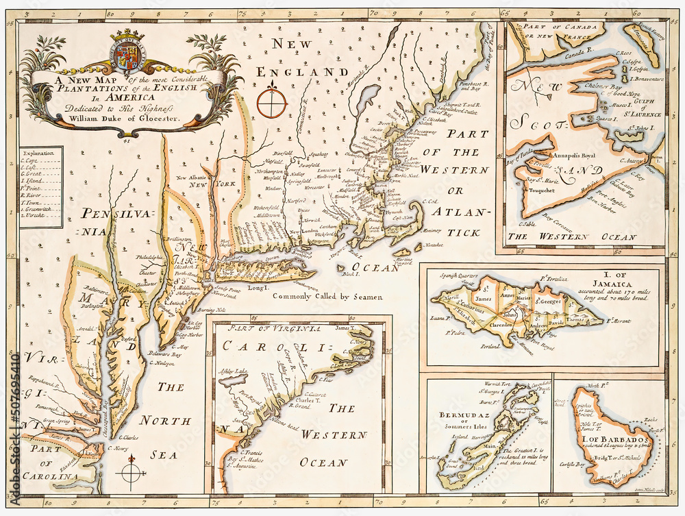 This is a restored reproduction of an antique map that features an ...