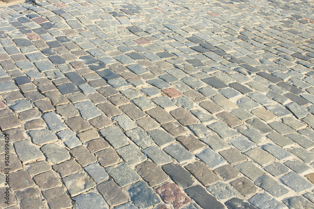 paved road of rough old stone, paving stones Stock Photo | Adobe Stock