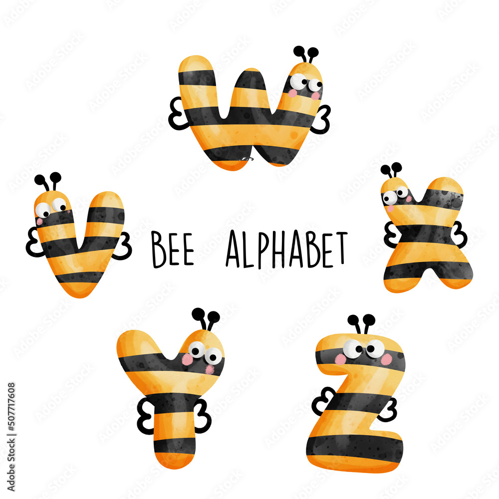 Bee alphabet,bee font. Vector illustration Stock Vector | Adobe Stock