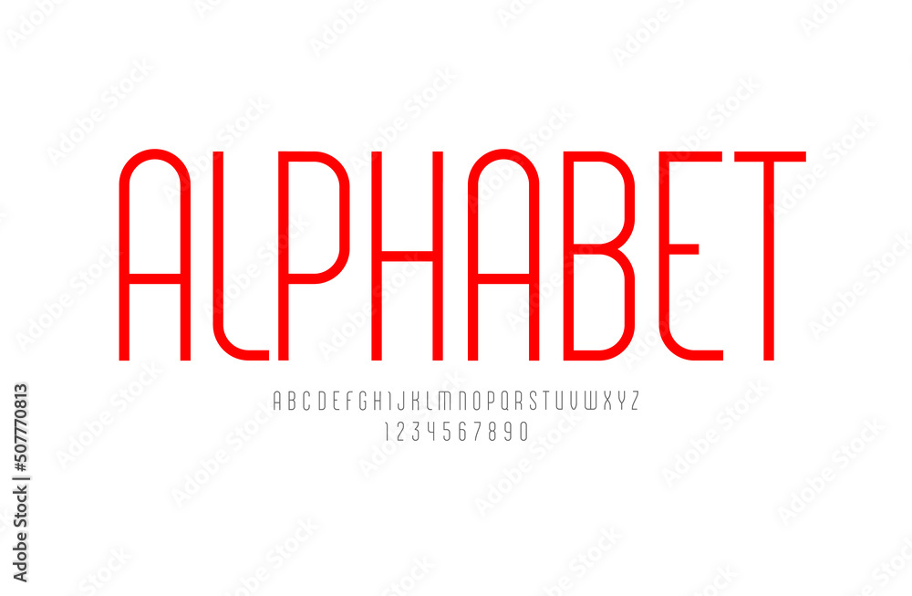 Font from rounded thin line, trendy simple alphabet sans serif, modern ...