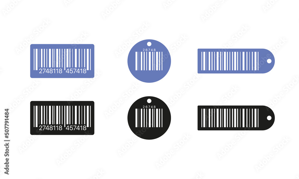 Vector de Stock Barcode set icon. Code stripes sticker, digital bar label and retail pricing ...