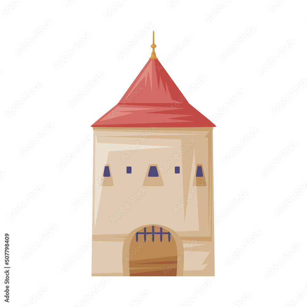 Stone Medieval Tower as Romania Traditional Symbol and Object Vector ...