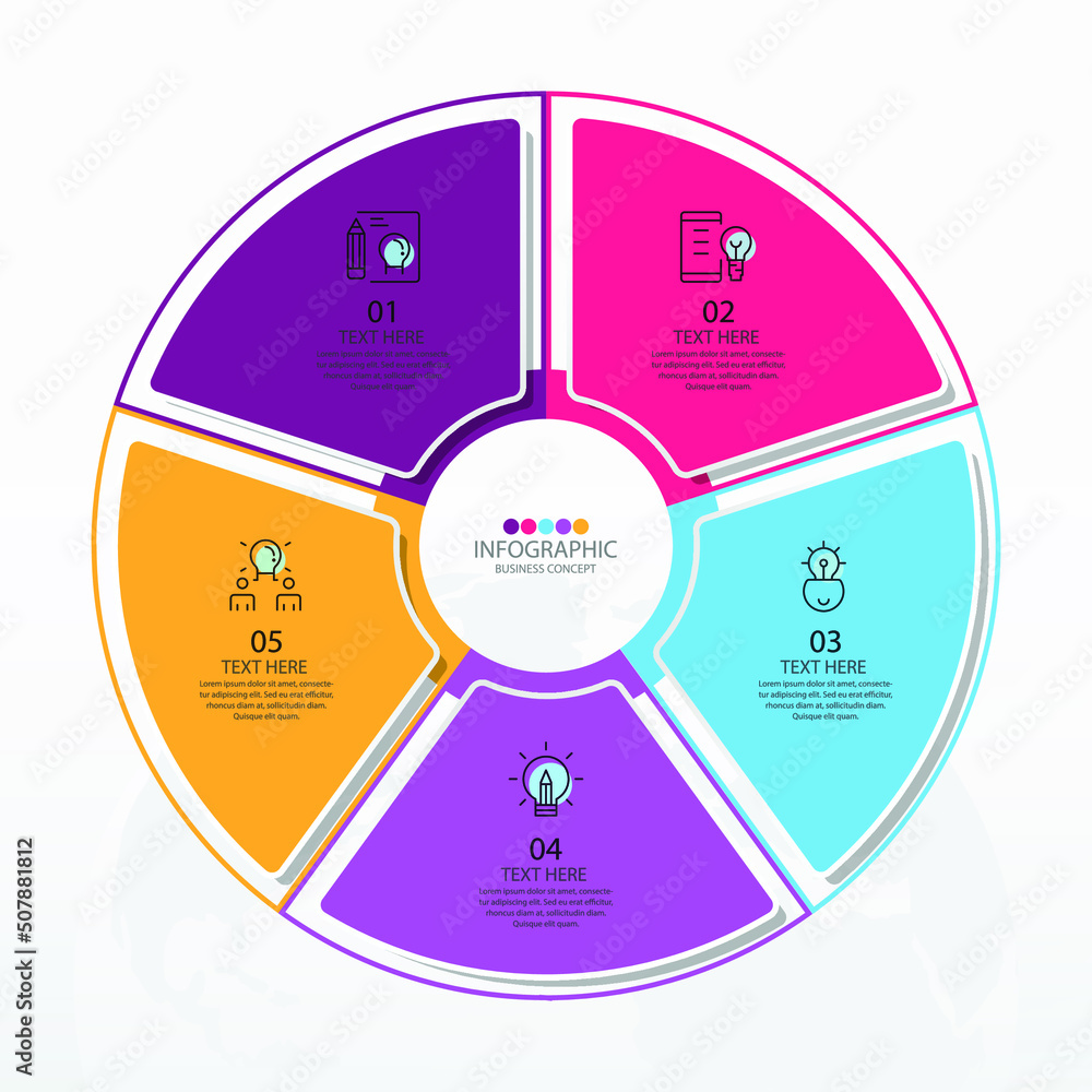 Vector de Stock Basic circle infographic template with 6 steps, process or options, process ...