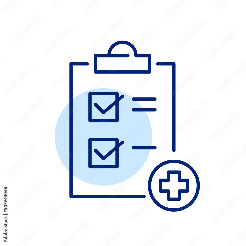 Medical checklist with checkmarks. Regular check-up or hospital sign in ...
