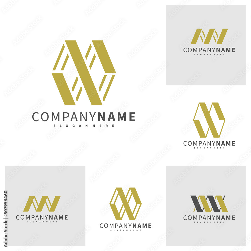 Set of Letter MW logo design vector, Creative MW logo concepts template ...