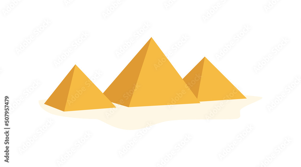 Ancient Egypt Giza plateau pharaohs pyramids, flat vector illustration isolated. Stock Vector ...