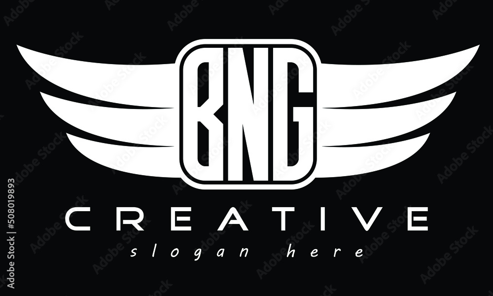 BNG three Letter Wings Flying Initial wing symbol minimalist creative ...
