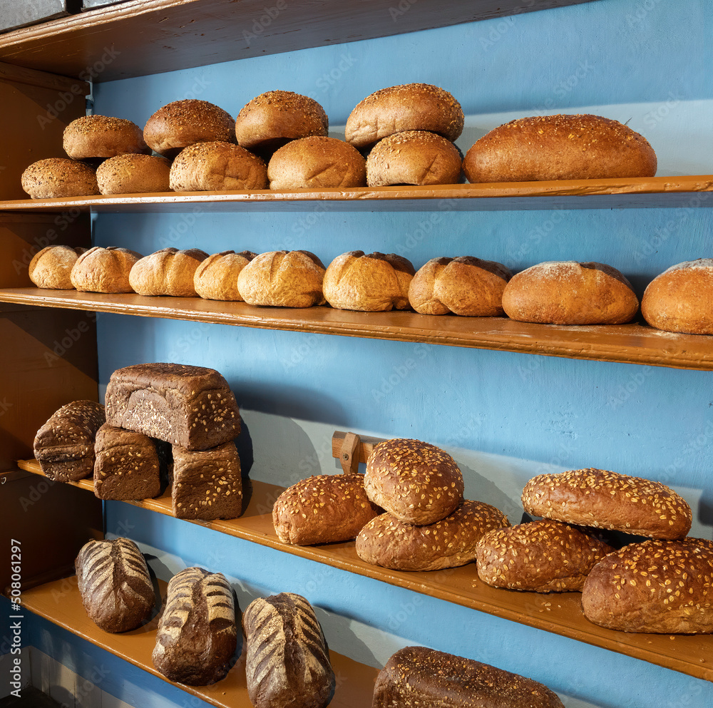 bread and different types of bakery products Stock Photo | Adobe Stock
