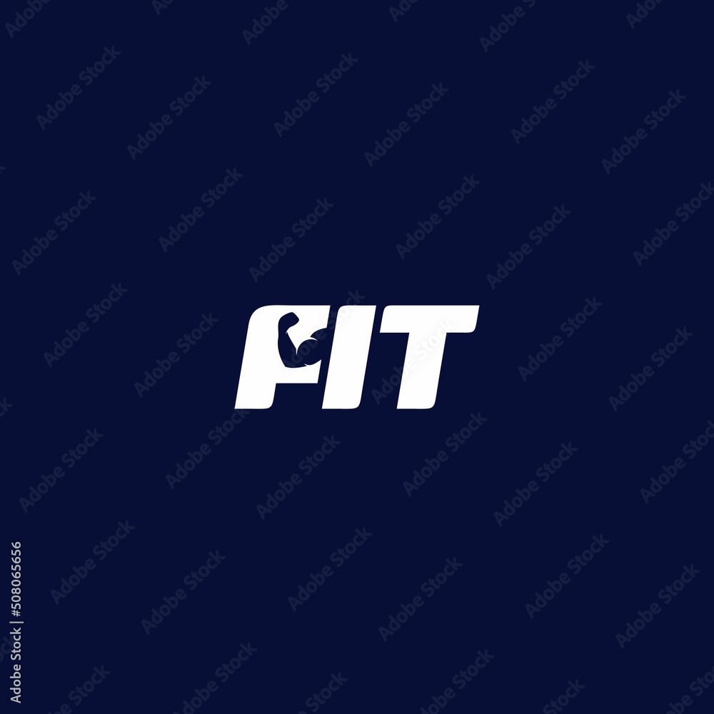 fitness logo design. Vector illustration of text fit and muscle ...