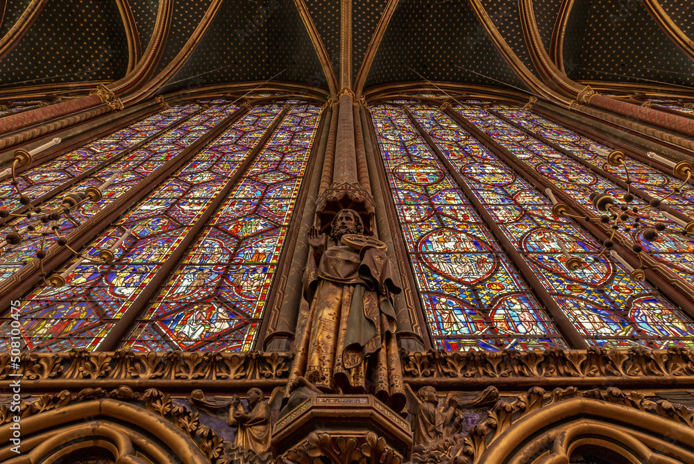 Paris, France - 1 April, 2017: Interior View of Sainte-Chapelle, a ...