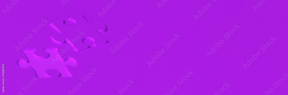 a piece of stone puzzle. Cutout from puzzle lies next to game. Banner ...