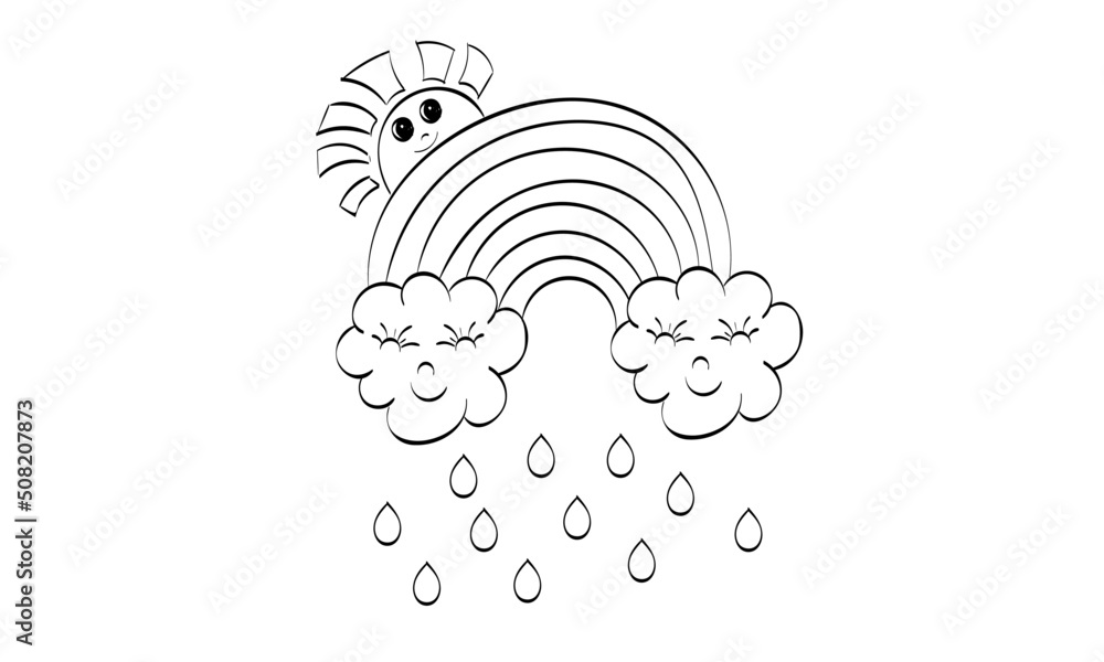 Rainbow coloring page. Easy to print weather coloring page for kids ...
