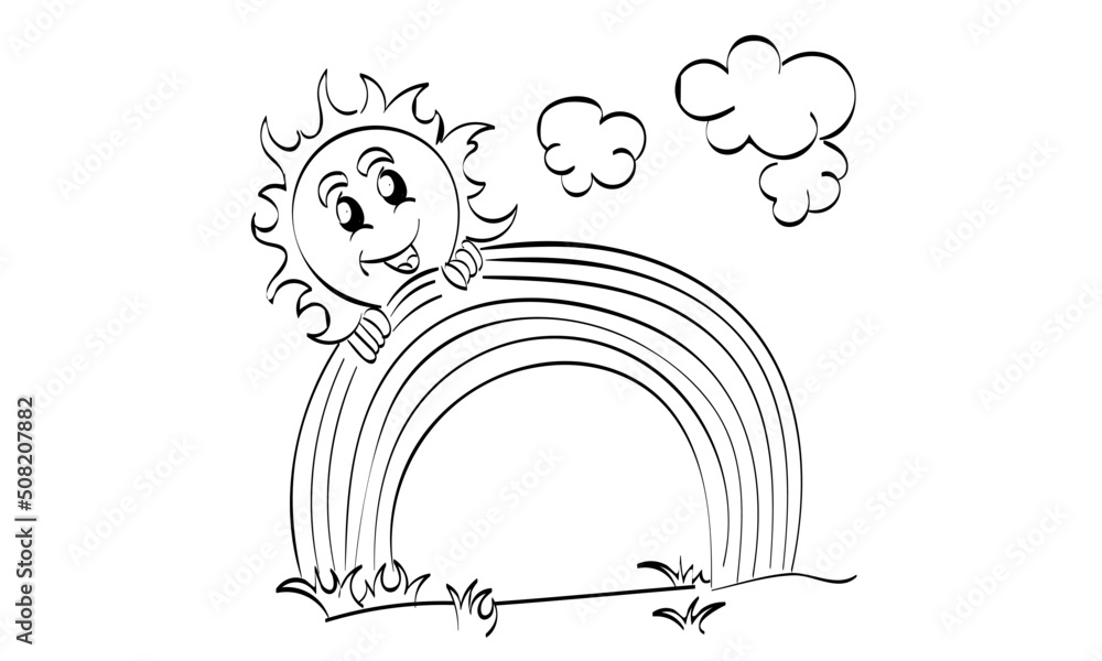 Rainbow coloring page. Easy to print weather coloring page for kids ...