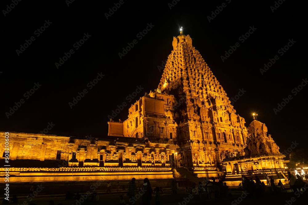 Night Time with Lightning - Tanjore Big Temple or Brihadeshwara Temple ...