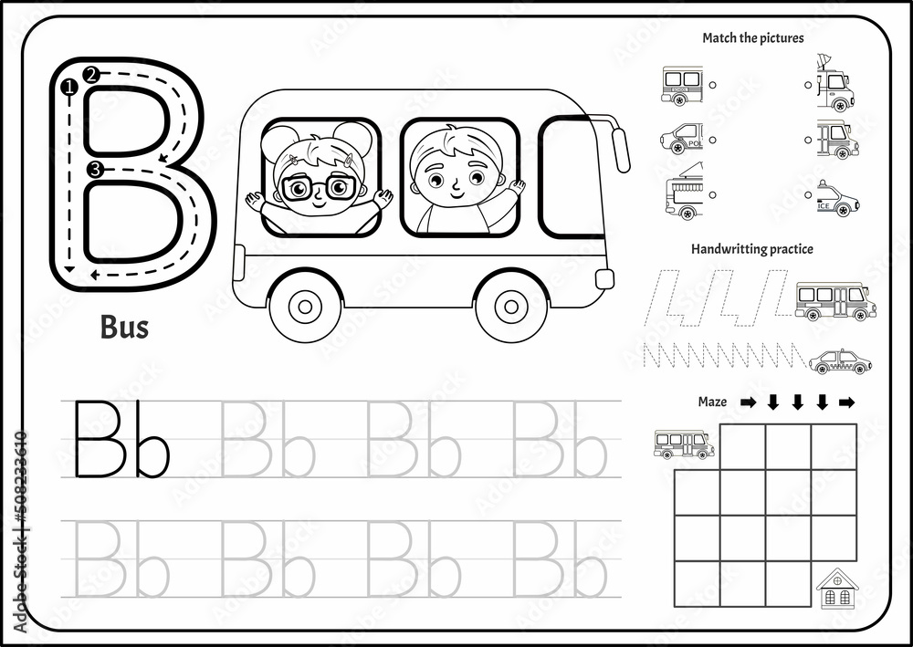 Handwriting practice sheet. Basic writing. Educational game for ...