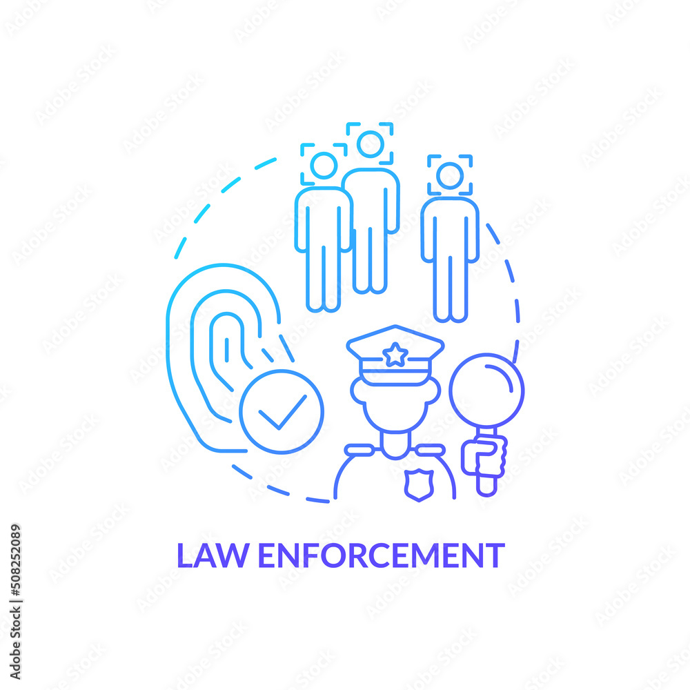 Law enforcement blue gradient concept icon. Biometric technology ...