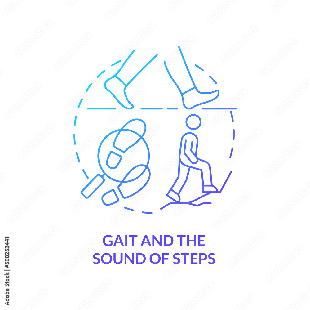 Vector de Stock Gait and sound of steps blue gradient concept icon ...